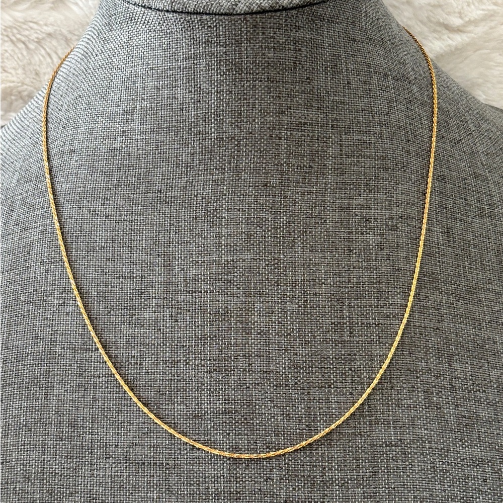 14k Solid Yellow Gold Glitter Twisted Sparkle Chain N… - Gem